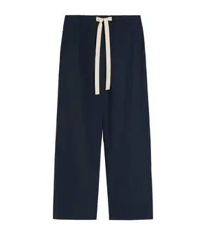 Max Mara Cotton Wide-leg Trousers - Blue