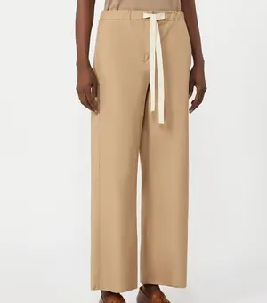 Max Mara Cotton Wide-leg Trousers - Beige
