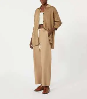 Max Mara Cotton Wide-leg Trousers - Beige