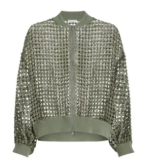 Brunello Cucinelli Sequin Mesh Cardigan - Green