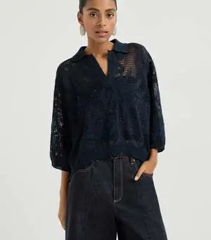 Brunello Cucinelli Linen-cotton Polo Sweater