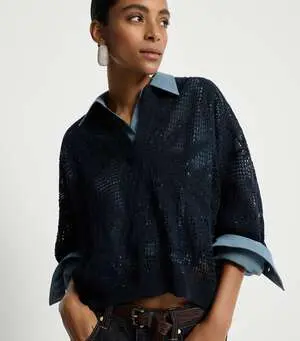 Brunello Cucinelli Linen-cotton Polo Sweater