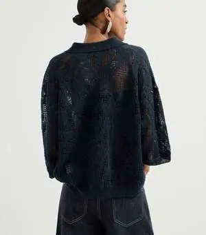 Brunello Cucinelli Linen-cotton Polo Sweater