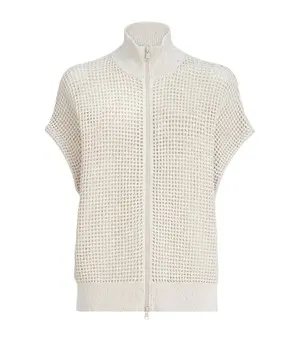 Brunello Cucinelli Cotton-blend Short-sleeve Cardigan - Beige