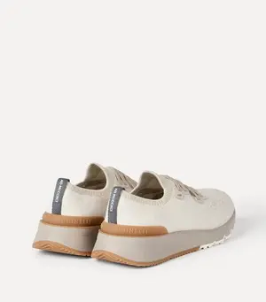 Brunello Cucinelli Cotton-blend Chiné-knit Sneakers