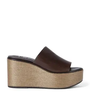 Brunello Cucinelli Leather Wedge Sandals
