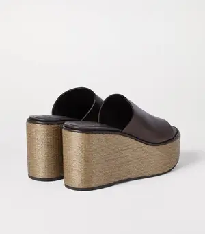 Brunello Cucinelli Leather Wedge Sandals
