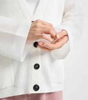 Brunello Cucinelli Cotton Organza-sleeve Cardigan - White