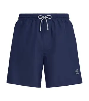 Brunello Cucinelli Embroidered Swim Shorts - Blue