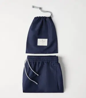 Brunello Cucinelli Embroidered Swim Shorts - Blue