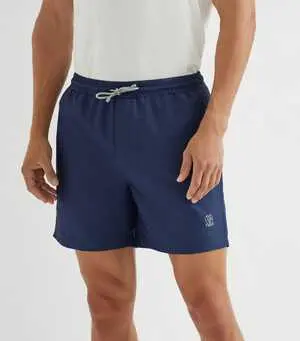 Brunello Cucinelli Embroidered Swim Shorts - Blue