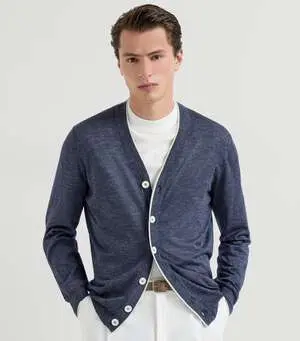 Brunello Cucinelli Cashmere-silk-linen V-neck Cardigan