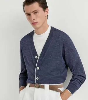 Brunello Cucinelli Cashmere-silk-linen V-neck Cardigan
