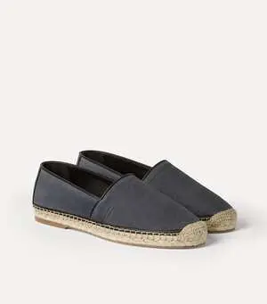 Brunello Cucinelli Grained Calfskin Espadrilles - Blue