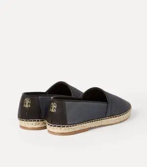 Brunello Cucinelli Grained Calfskin Espadrilles - Blue