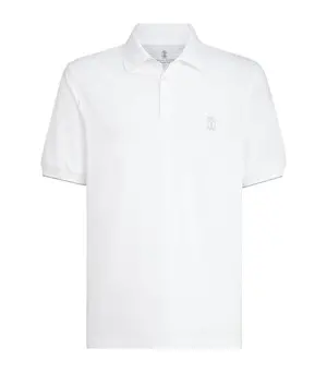 Brunello Cucinelli Cotton Logo Polo Shirt White
