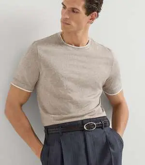 Brunello Cucinelli Linen-cotton Jersey Faux-layered T-shirt - Brown