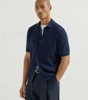 Brunello Cucinelli Cotton Ribbed Short-sleeve Cardigan