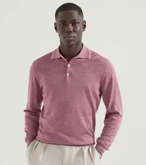 Brunello Cucinelli Cashmere-silk-hemp Polo Shirt - Red
