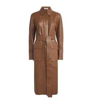 JOSEPH Nappa Leather Okabe Trench Coat - Brown