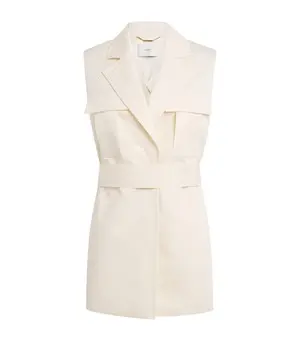 JOSEPH Cotton-linen Sleeveless Diafa Jacket - Beige
