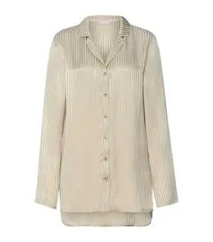 Hanro Stripe Long-sleeve Pyjama Shirt - Green