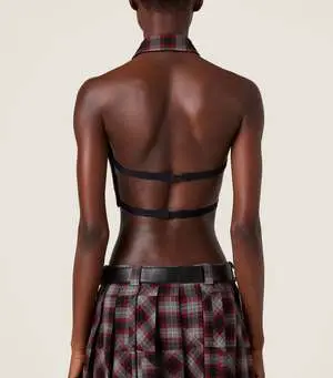 Miu Miu Wool Tartan Patchwork Top