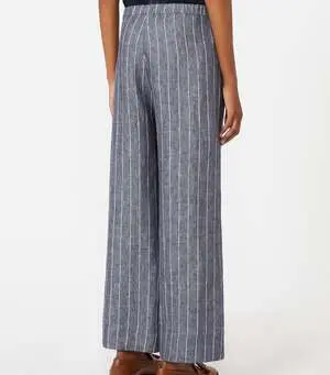 Max Mara Cresta Striped Linen Trousers - Blue