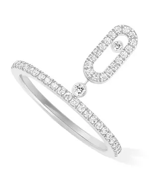 Messika Move Uno White Gold And Diamond Pavé Ring - Silver