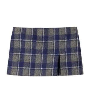 Miu Miu Wool Check Mini Skirt - Grey