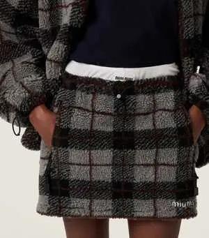 Miu Miu Fleece Check Mini Skirt