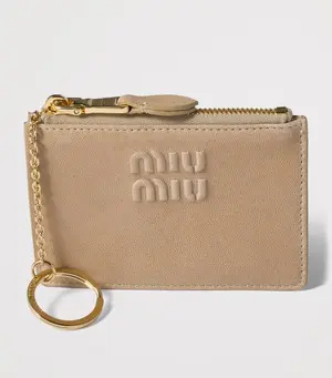 Miu Miu Nappa Leather Embossed Card Holder - Neutral