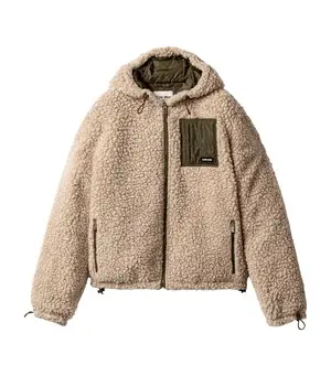 Miu Miu Wool-blend Teddy Bomber Jacket - Neutral