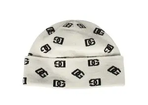 Dolce & Gabbana Logo Intarsia Beanie - White/black