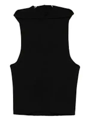 Rick Owens Maglia Hooded Tank Top - Black