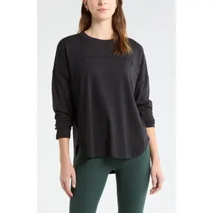 Zella Relaxed Fit Washed Long Sleeve T-shirt - Black