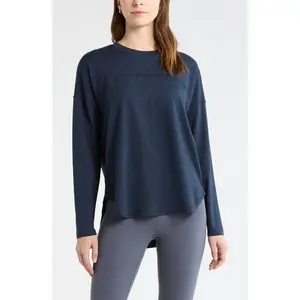 Zella Relaxed Fit Washed Long Sleeve T-shirt - Navy Sapphire