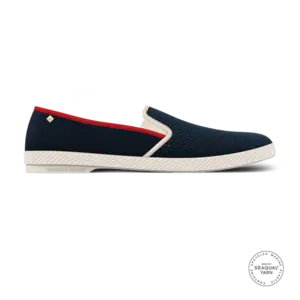 Rivieras Classic Canvas & Mesh Slip-on Loafer - Navy With Red And White Trim