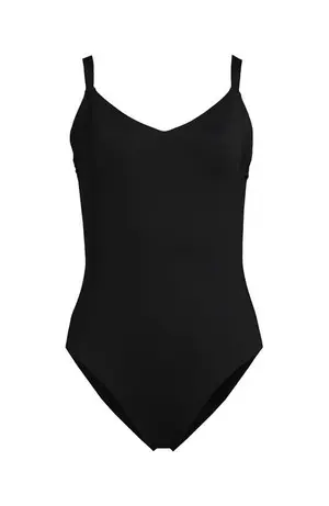LANDS' END V-neck High-leg One-piece Swimsuit - Black