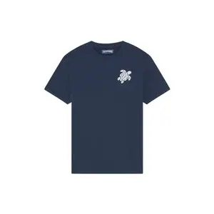 Vilebrequin Organic Cotton T-shirt Big Turtle Embroidery - Navy