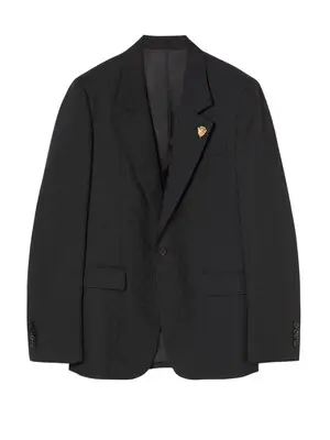 Gucci Gg Single-breasted Wool Jacket - Black