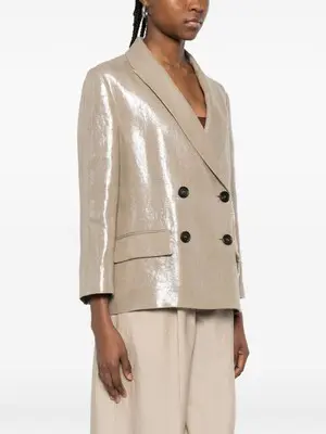 Brunello Cucinelli Linen Double-breasted Jacket - Beige