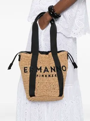 Ermanno Scervino Small Rafia Tote Bag