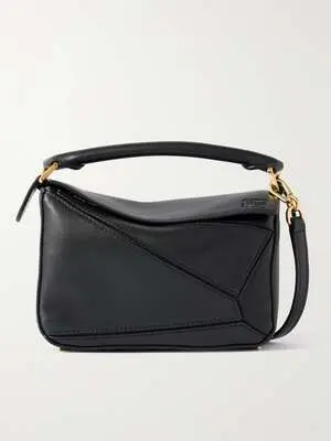 Loewe Puzzle Mini Textured-leather Shoulder Bag - Black