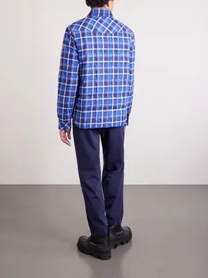 Moncler Gelt Quilted Checked Cotton-blend Down Shirt Jacket - Blue