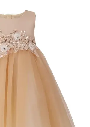 TULLEEN Ribbon Bloom Gown - Champagne