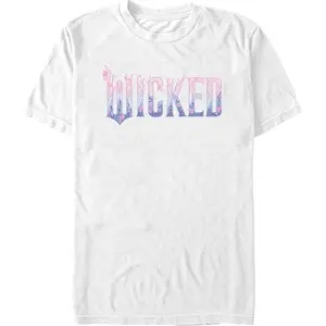 WICKED: FOR GOOD Floral Pink And Purple Logo Short Sleeve Graphic T-shirt - White