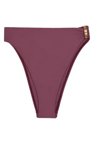 VIX PAULA HERMANNY Bessie Hardware Detail High Waist Bikini Bottoms - Purple