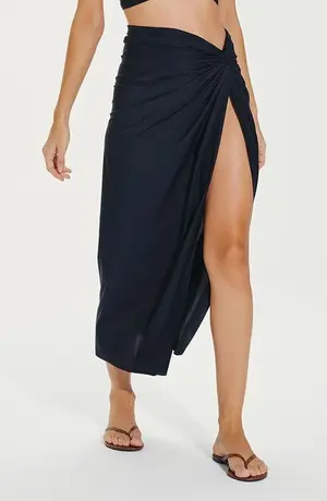 VIX PAULA HERMANNY Karen Cover-up Midi Skirt - Black