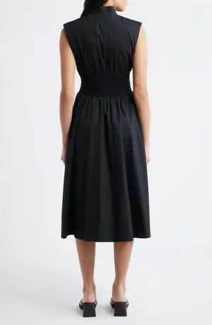 Vince Camuto Sleeveless Cotton Midi Dress - Black